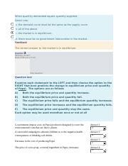 Micro Econ Quiz Docx When Quantity Demanded Equals Quantity Supplied Select One A The