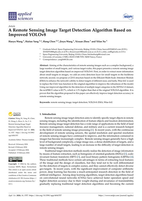 Pdf A Remote Sensing Image Target Detection Algorithm Based On