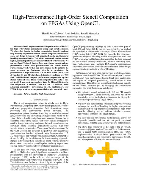Pdf High Performance High Order Stencil Computation On Fpgas Using Opencl