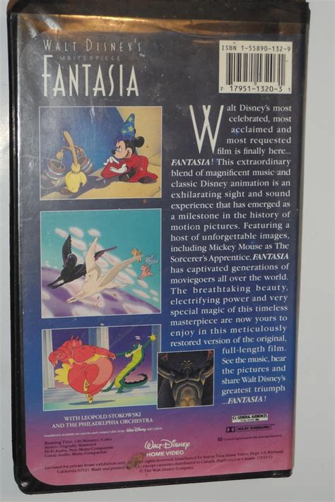 Walt Disneys Masterpiece Fantasia Vhs 1991 Real Black Diamond 1132