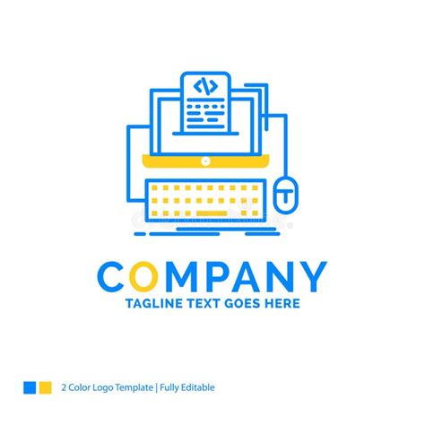 Code Coding Computer Monoblock Screen Blue Yellow Business L Stock