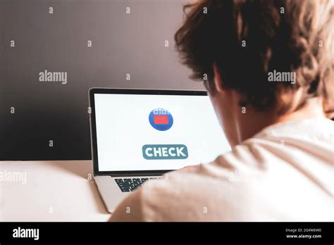 Checking Male On The Laptop Stock Photo Alamy