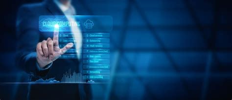 premium photo businessman touch cloud computing business network