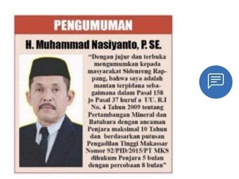 Calon Wakil Bupati Sidrap Umumkan Dirinya Sebagai Mantan Napi