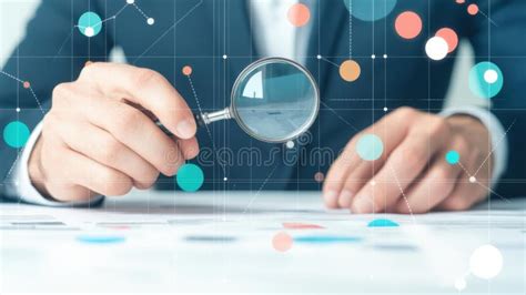 Focused Businessman Examines Financial Documents With A Magnifying Glass Ensuring Accuracy And