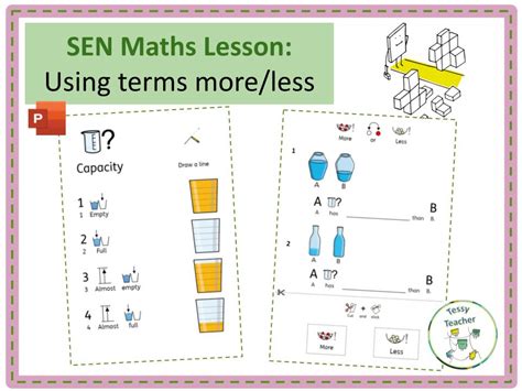 SEN Maths Lesson Capacity And Using Terms More Less Teaching Resources