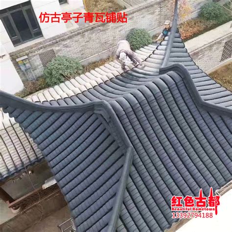 仿古寺庙四合院祠堂长廊苏杭风格小青瓦粘土瓦古建筑瓦片湿法烧制 阿里巴巴