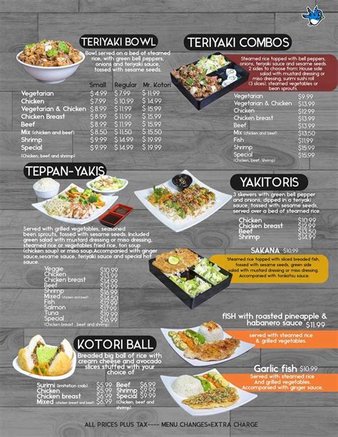 Menu At Kotori Japanese Food Calexico Restaurant Calexico 300 E Cole