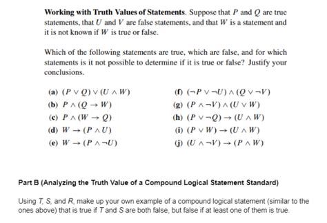 Solved Working With Truth Values Of Statements Suppose That Chegg