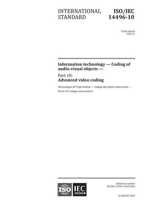 ISO IEC 14496 10 2022 Information Technology Coding Of Audio Visual Objects Part 10 Advanced