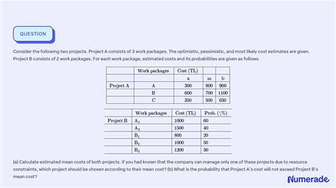 solved consider the following two projects project a consists of 3