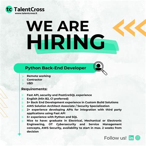 Wearehiring Python Backend Developer Tchiring Talentcross