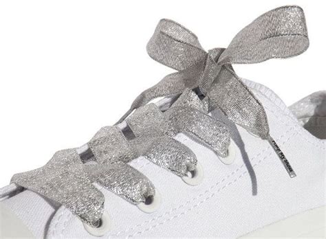 Stunning Sparkly Silver Ribbon Shoelaces Shoe Laces For Converse