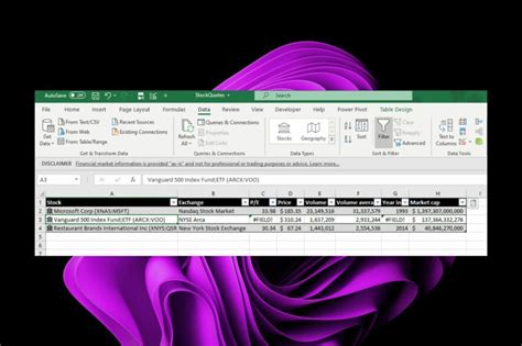 fix excel stock data type not showing
