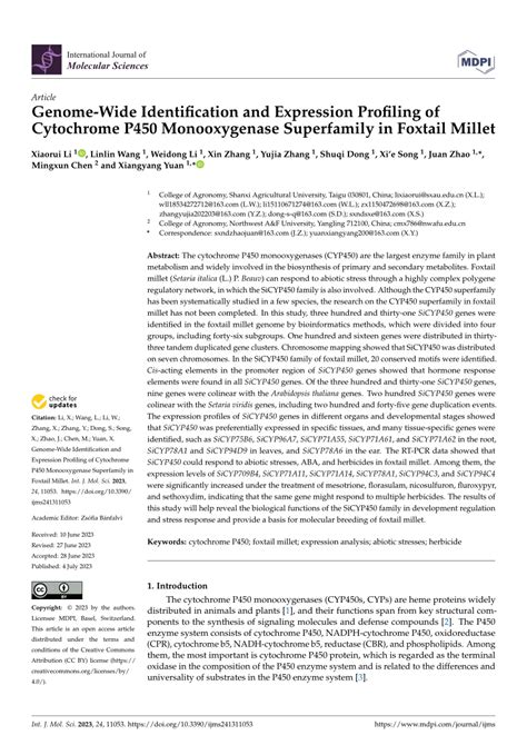 Pdf Genome Wide Identification And Expression Profiling Of Cytochrome P450 Monooxygenase