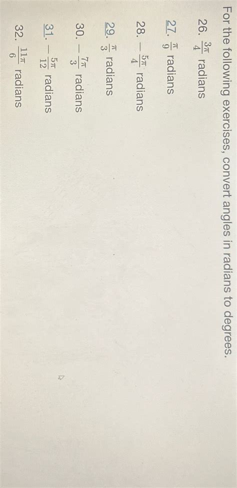 Solved For The Following Exercises Convert Angles In Chegg