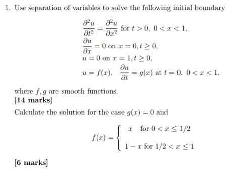 Solved Use Separation Of Variables To Solve The Following Chegg Com
