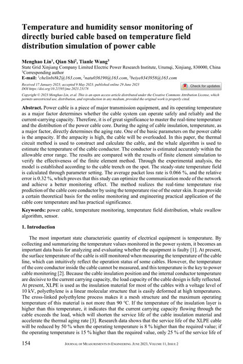 Pdf Temperature And Humidity Sensor Monitoring Of Directly Buried Cable Based On Temperature