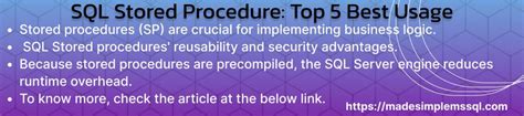 Sql Stored Procedure Top 5 Best Usage Madesimplemssql