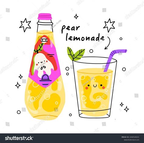Cute Pear Bootle Glass Isolated Vector Stock Vector Royalty Free 2242520221 Shutterstock