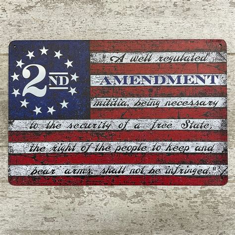 2nd Amendment Usa 13 Star Tin Sign 4 07607 Pf Checkpoint Charlies
