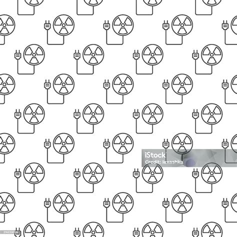 Radiation With Plug Vector Radiation Warning Linear Seamless Pattern Stock Illustration