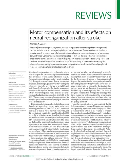 jones 2017 motor compensation and its effects on neural reorganization
