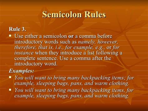 Semicolon Rules
