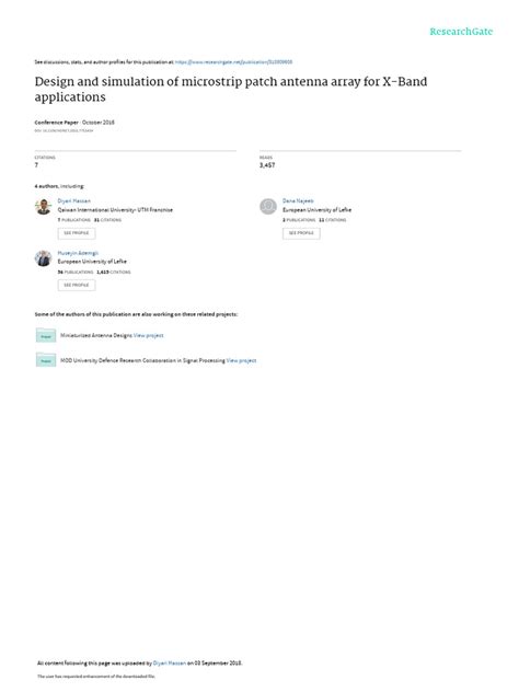 Design And Simulation Of Microstrip Patch Antenna Array For X Band Applications Pdf