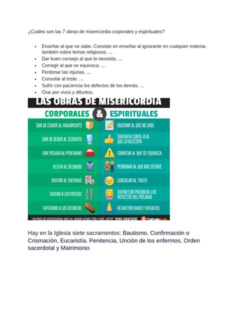 7 Obras De Misericordia Corporales Y Espirituales Pdf