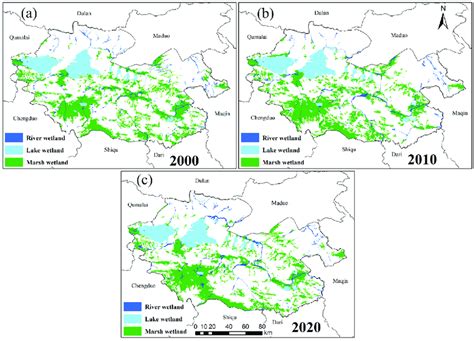 Spatial Distribution Of The Wetlands In The Yrsnp From 2000 To 2020
