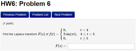 Solved Hw6 Problem 5 Previous Problem Problem List Next