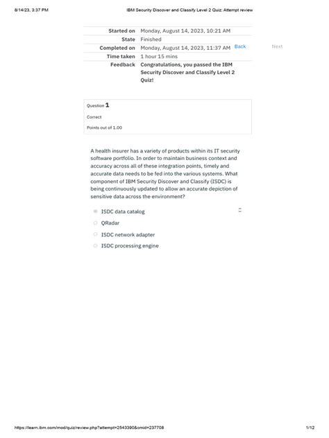 Ibm Security Discover And Classify Level 2 Quiz 2023 Pdf