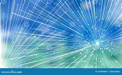 Abstract Random Chaotic Intersecting Lines Blue Green And White Background Illustration Stock