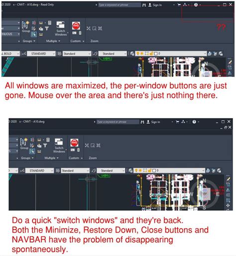 Solved Minimize Maximize Close Buttons Missing Autodesk Community