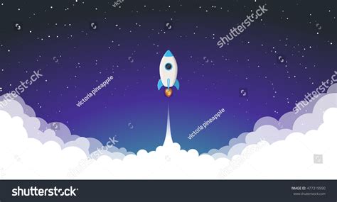 Space Rocket Launch Vector Illustration Stock Vector Royalty Free 477319990 Shutterstock