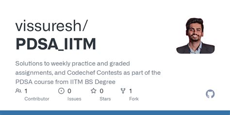 GitHub Vissuresh PDSA IITM Solutions To Weekly Practice And Graded Assignments And Codechef