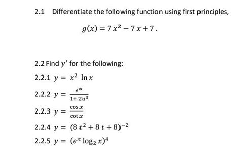 21 Differentiate The Following Function Using First
