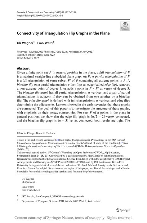 Pdf Connectivity Of Triangulation Flip Graphs In The Plane