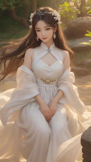 Premium Photo Ai Generated Wuxia Fantasy Shy And Elegant Girl