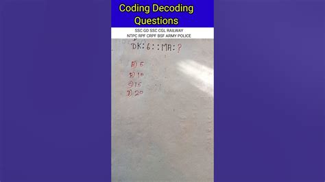 Coding Decoding Short Tricks Coding Decoding Questions कोडिंग डिकोडिंग ट्रिक Ssc Sscgd