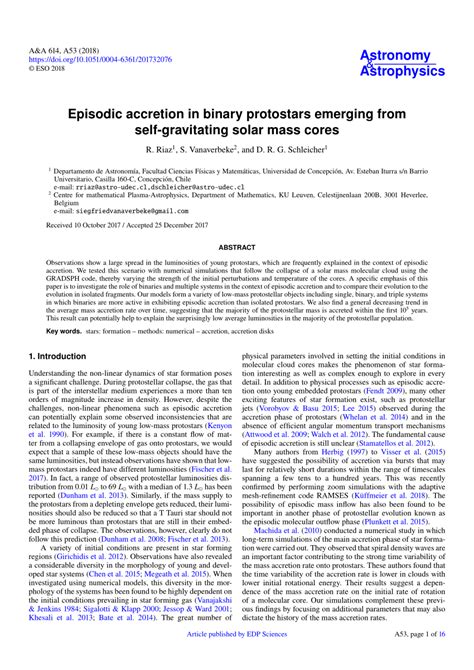 Pdf Episodic Accretion In Binary Protostars Emerging From Self Gravitating Solar Mass Cores