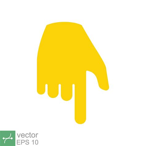Yellow Backhand Index Pointing Down Icon Simple Flat Style Hand Down
