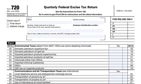 Irs Form 720 Quarterly Federal Excise Tax Return