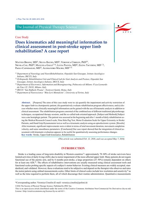 Pdf Does Kinematics Add Meaningful Information To Clinical Assessment In Post Stroke Upper
