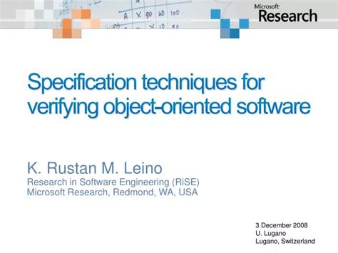 Ppt Specification Techniques For Verifying Object Oriented Software