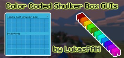 Color Coded Shulker Box GUI Resource Pack Minecraft PE Addon Texture Pack