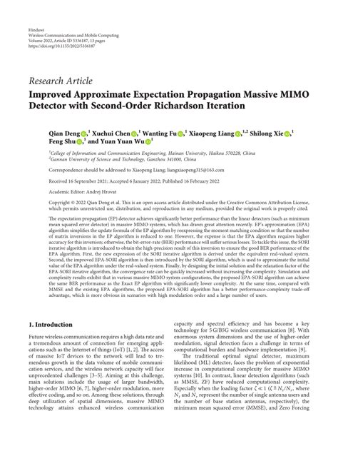 Pdf Improved Approximate Expectation Propagation Massive Mimo