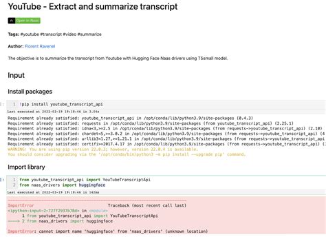 Huggingface Error Importing Library · Issue 192 · Jupyter Naas