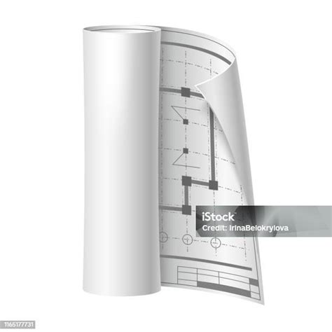 벡터 3d 엔지니어 드로잉 스크롤 용지 청사진 컴퓨터 보조 설계에 대한 스톡 벡터 아트 및 기타 이미지 컴퓨터 보조 설계 개발 건설 산업 Istock
